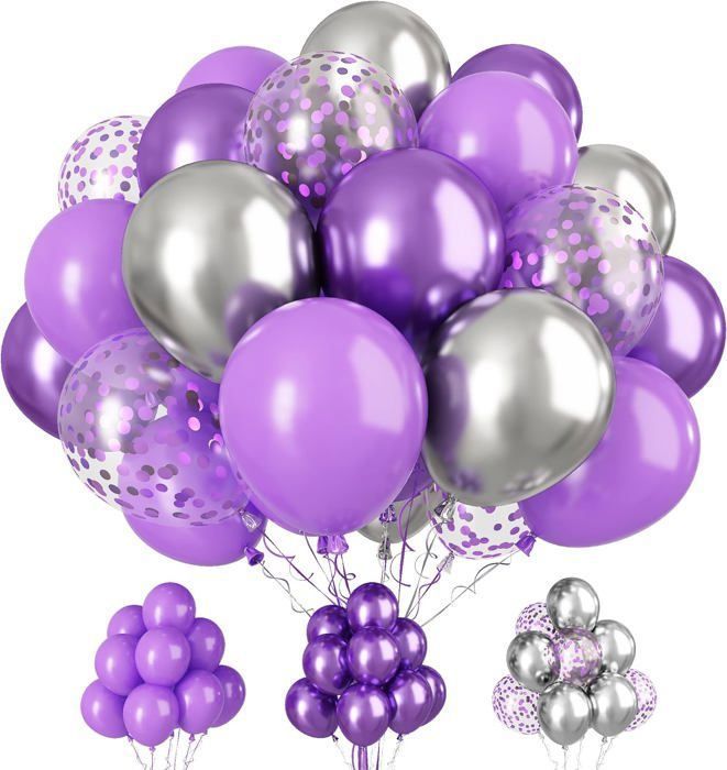 Ballons À Thème Violet, 30 Pièces 12 Pouces Ballons Confettis Violets ...