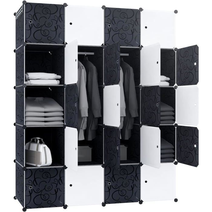 HENGMEI 20 Cube Shelves PP Plastic Clothes Rack Portable Clothes Rack ...