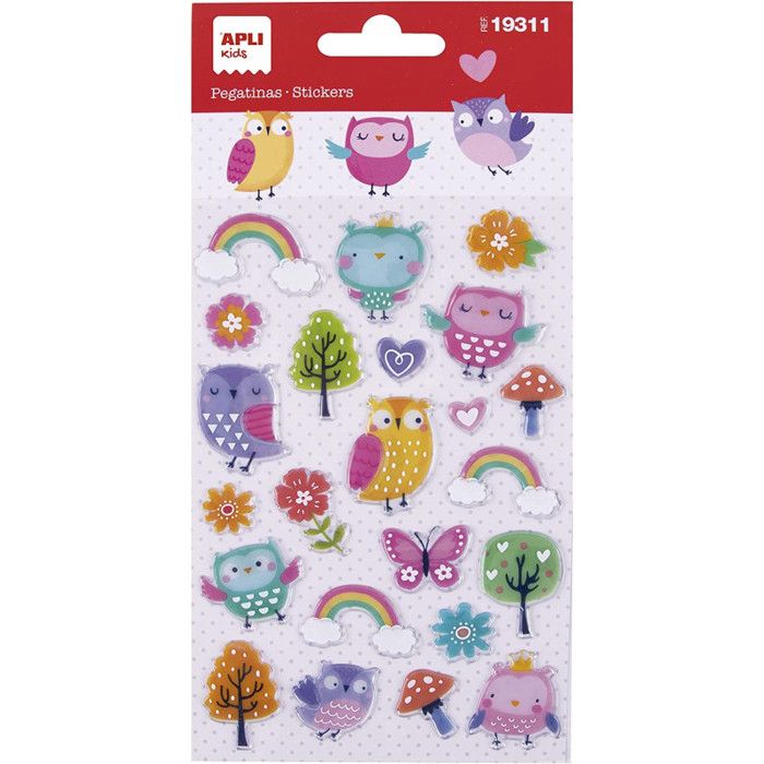 Gommettes - Stickers - Animaux - Hiboux - 23 pièces - Apli Kids ...