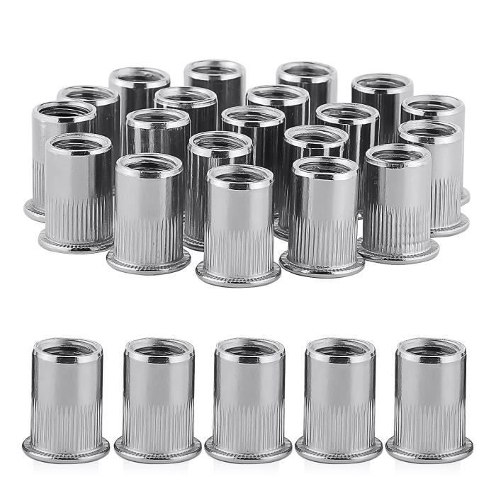 20 Pièces Rivet Ecrou M12, Écrous À Rivets En Acier Inox Tête Plate ...