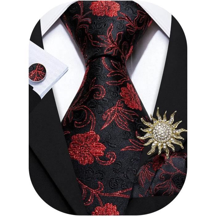 Lot De 4 Cravates À Rayures Pour Homme - En Soie - Avec Poche Carrée ...