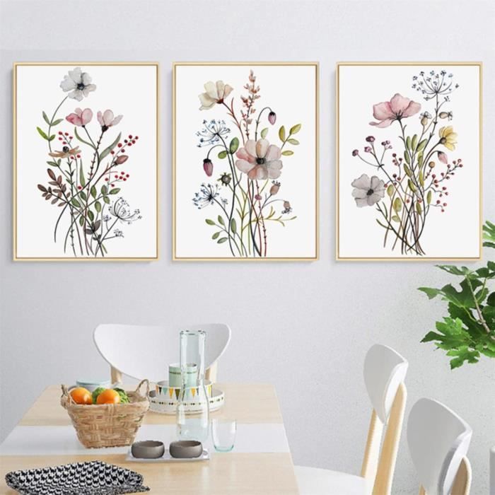Lot De 3 Posters Vintage, Aquarelle, Fleurs, Plantes, Images, Sans ...