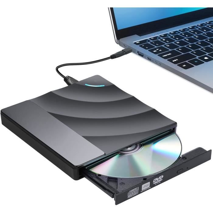 Lecteur CD DVD Externe, Graveur DVD-CD Portable avec USB 3.0 et Type-C ...