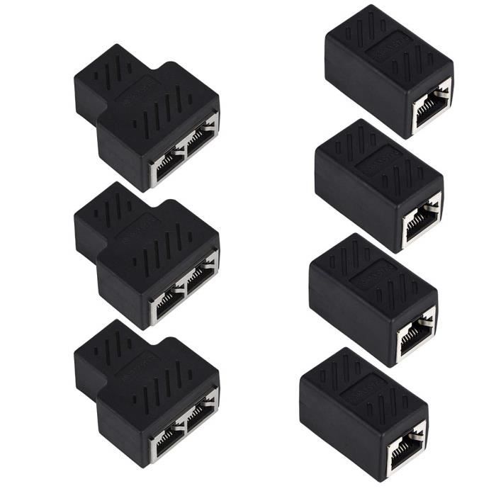 7 Pcs Connecteur RJ45 Splitter RJ45 Coupleur Adaptateur 1 à 2 Ethernet ...