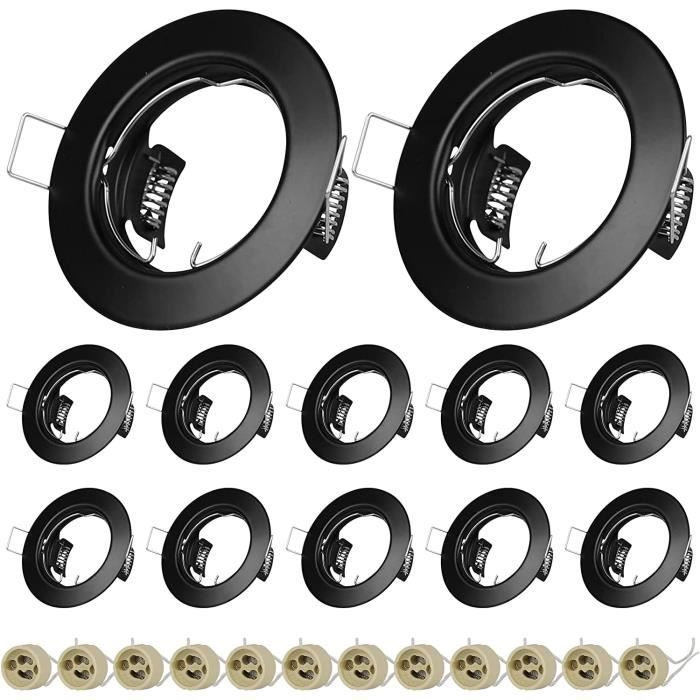 12 X spots encastrés ronds pour plafond, Downlights GU10 noir mat ...