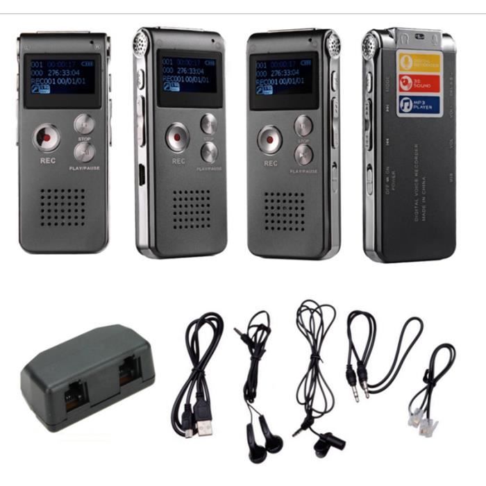 NEUF 8Go Noir Rechargeable Dictaphone Digital Voice Recorder Téléphone ...