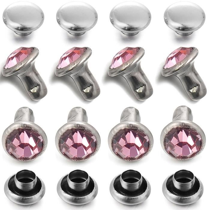 Rivets,Ensemble de 100 Rivets colorés, 4mm CZ cristal, strass de ...
