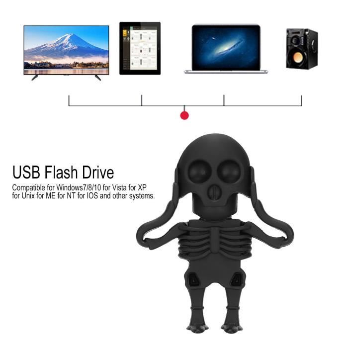 EIF Mini clé USB Clé USB Drôle Mignon Dessin Animé Miniature Crâne ...