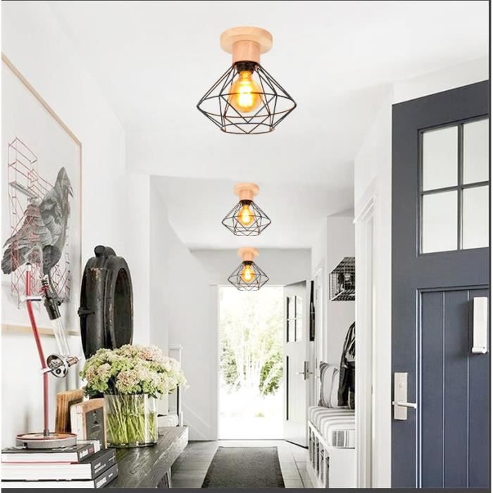 IDEGU Lot de 3 Plafonnier Retro en Fer,Lustre Plafonnier Industrielle ...