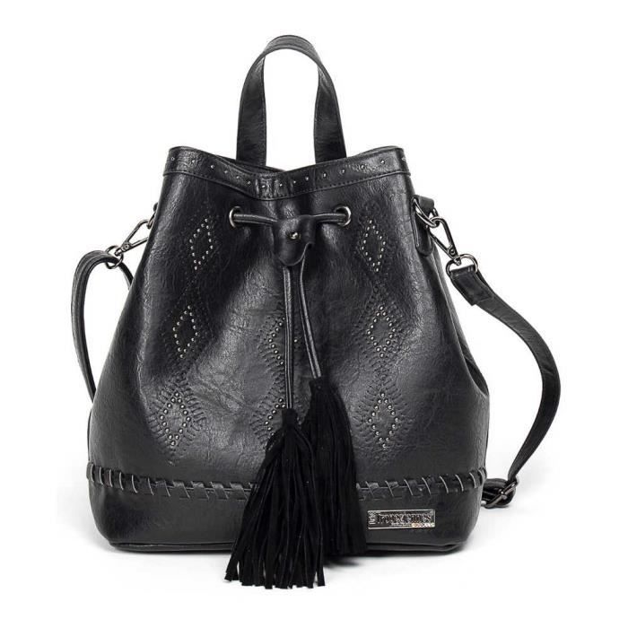 Sac bourse Tropéziennes Fernie Noir déco triangle rivet (Noir ...