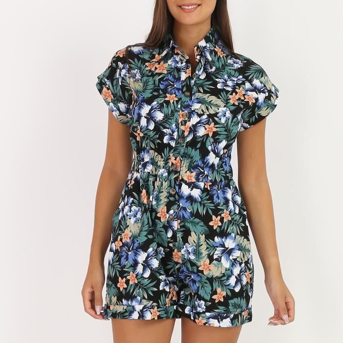 Combi-short noire à imprimé exotique Noir - Cdiscount Prêt-à-Porter