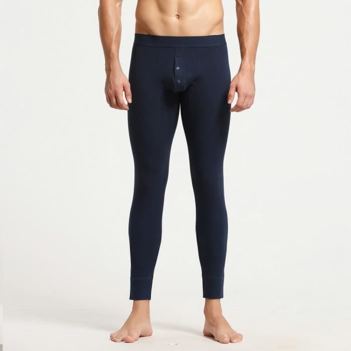 Pantalon de sport,Bas de sous-vêtements longs Johns pour hommes, en coton doux et léger, à ...