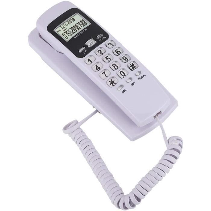 Téléphone Fixe, Téléphone Mural Avec Dtmf-Fsk,Téléphone Fixe Filaire Avec Affichage Id De L ...