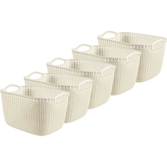 Paniers de Rangement Rectangulaires Blanc - TRAHOO - Lot de 5 - Design ...