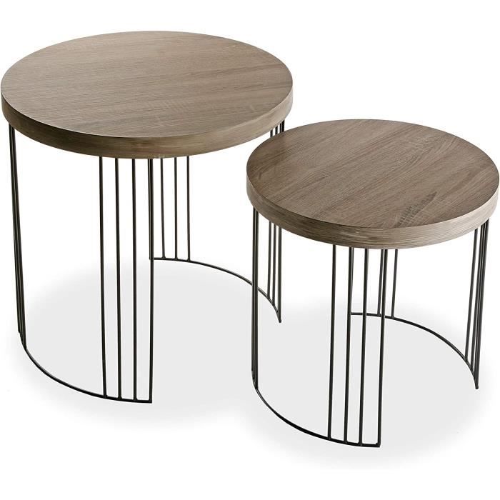 Table d'appoint - VERSA - Kansas - Style industriel - 55 cm - Set de 2 ...