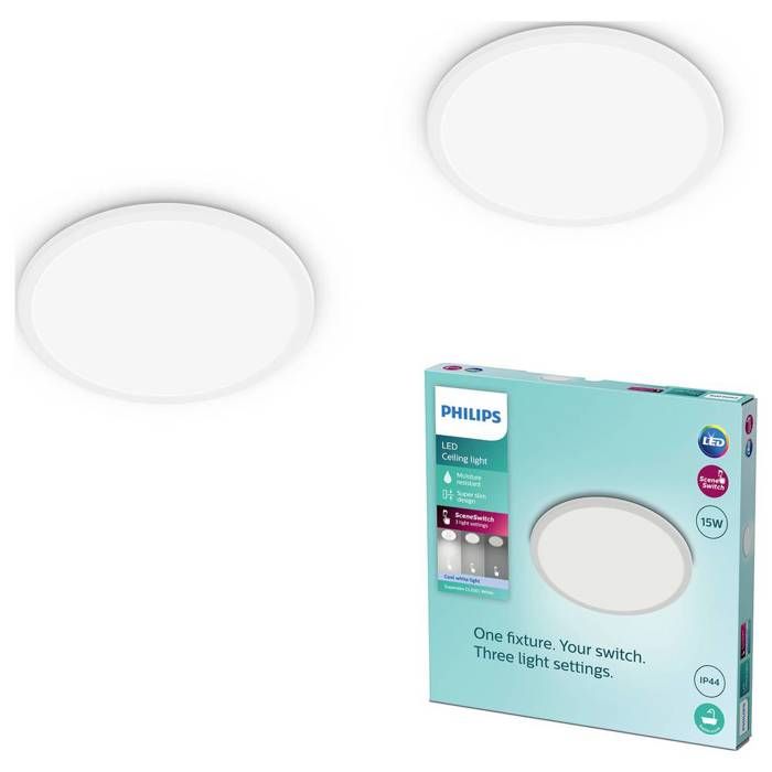 Philips Multipack 2x Superslim 3-en-1 Luminaire LED SceneSwitch CL550 ...