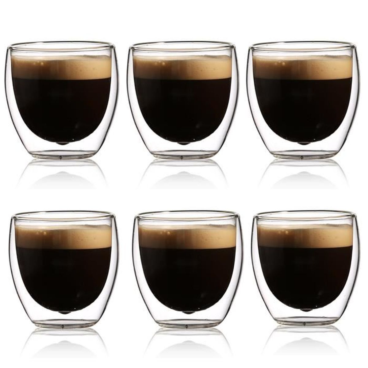 Lot de 6 Verres à Expresso à Double Paroi, VIPITH Tasse à Cafe, Verres ...