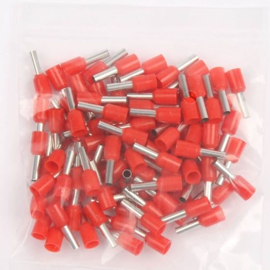 Rouge-E0508 -Connecteur de fil électrique à sertir,bornier isolé E0508 E7508 E1008 E1508 E2508 ...
