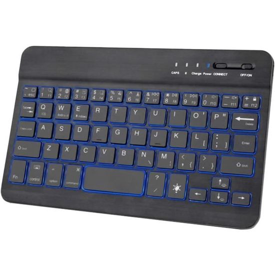 Clavier Sans Fil Ultra Slim 7 Couleurs Led Rétro-Éclairé 7 Pouces ...