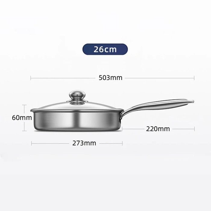 Poêle à frire antiarina en acier inoxydable avec couvercle,poêles à frire pour cuisinière à gaz ...