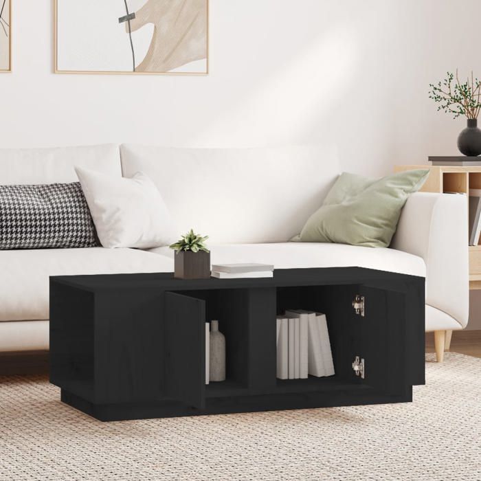 Table basse - BDM - Noir 110x50x40cm Bois massif de pin SQZR998089 Home ...