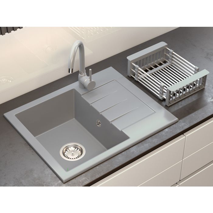 Évier en Granit Granitan Milano 1 Bac avec Égouttoir, Robinet Beta et ...
