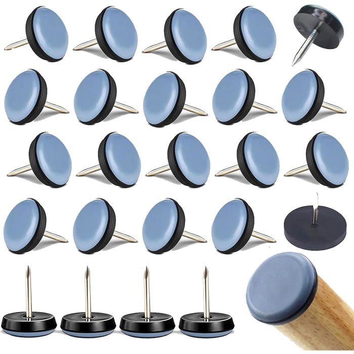 20 pièces patin chaise téflon avec clou - glisseur meubles auto-adhésif ...