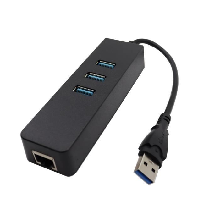 Le noir - HUB USB 3.0 vers RJ45, adaptateur Ethernet, carte réseau ...