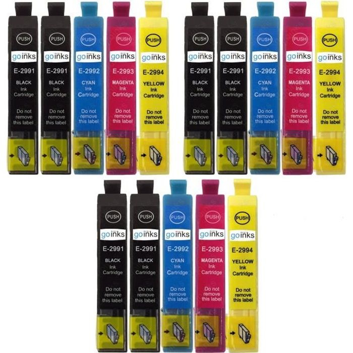 3 Go Inks Ensemble de 4 + Noir Cartouches d'encre à remplacer Epson ...