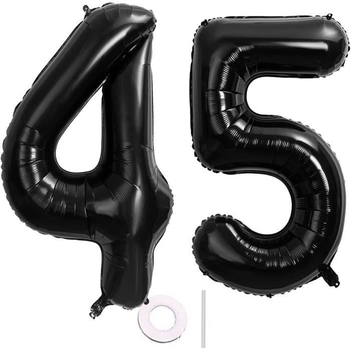 Ballon Anniversaire 45 Ans Noir, 100 Cm Ballon Chiffre Numéro 45 Noir ... Ballon Anniversaire 45 Ans Noir, 100 Cm Ballon Chiffre Numéro 45 Noir ...