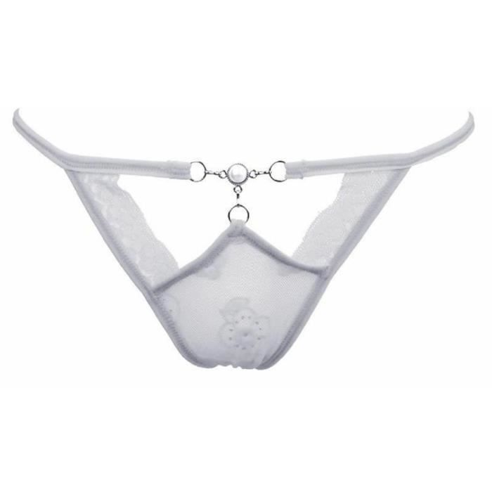 Micro string blanc bijou - fleurs argentées 34/36 Blanc - Cdiscount ...