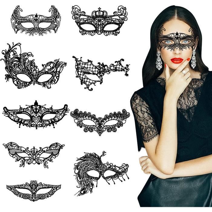 Masque Dentelle Noir, 9 Pièces Masque Sexy de Mascarade Masques ...
