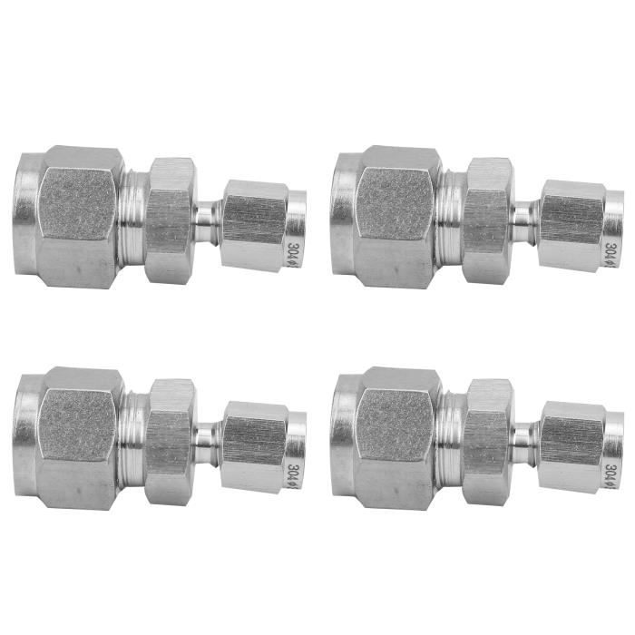 EBTOOLS Raccord à compression en acier inoxydable 4 pièces adaptateur de tube droit à double ...