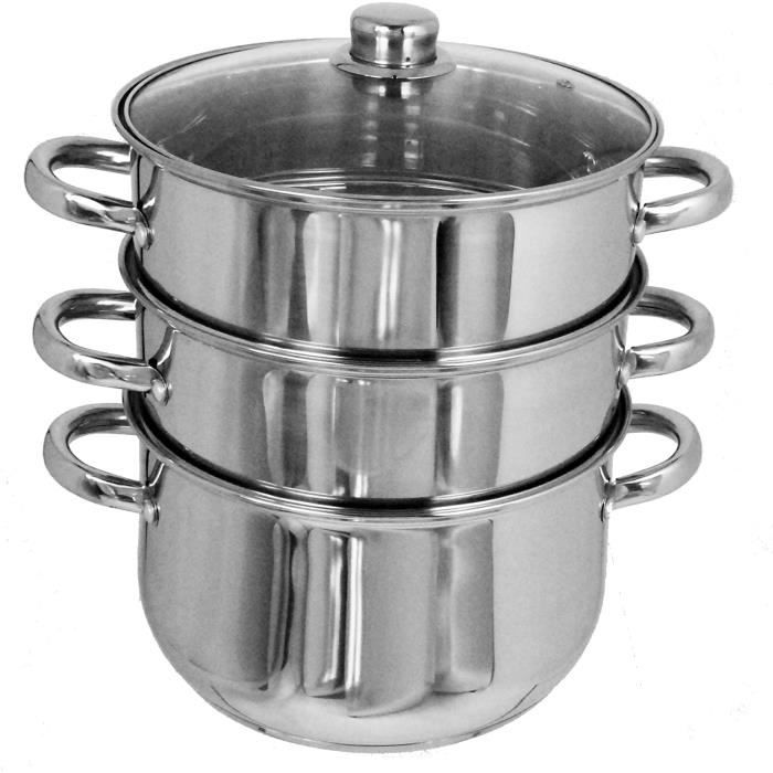 24 cm, 6 L Buckingham Premium Inox Induction Faitout Cuit-vapeur a 3 ...