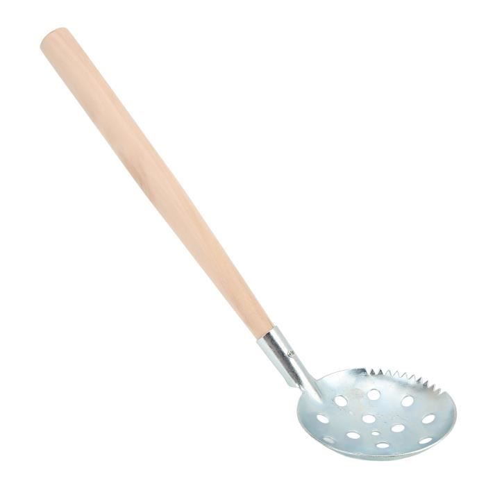 Fafeicy cuillère en fer de pêche sur glace Manche en bois dentelé ...