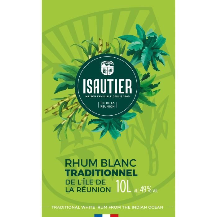 Isautier - Rhum blanc traditionnel - 49,0% Vol. - 10 L - La cave Cdiscount