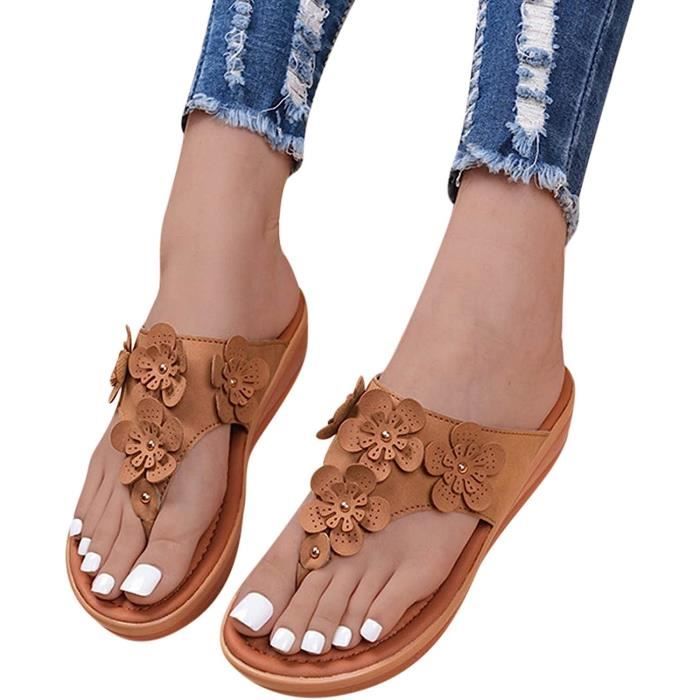 SANDALE - NU-PIEDS 2023 Femme Été Confort Rétro Compensé Slip on ...