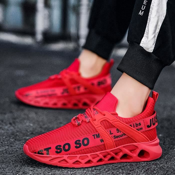 Baskets Homme Fashion Chaussures Sport Sneakers Rouge - Cdiscount ...