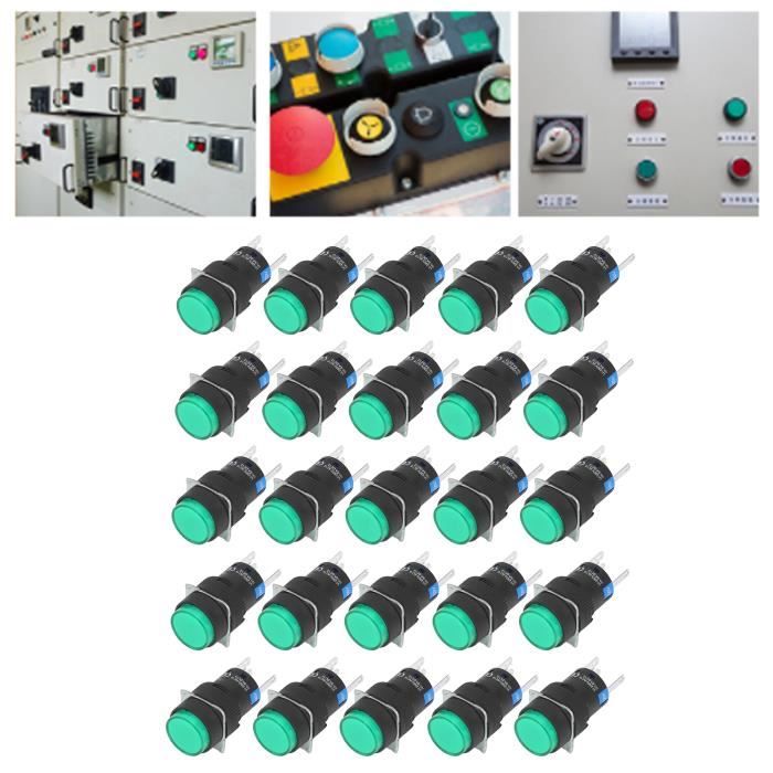 MAG Interrupteur à bouton poussoir Interrupteur à bouton-poussoir 16 mm 220 V 25 pièces botier ...