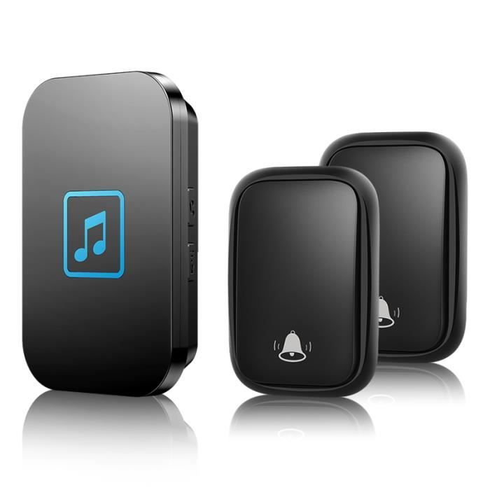 SONNETTE,black 2TR x 1RE-EU--sonnette sans fil étanche et auto ...