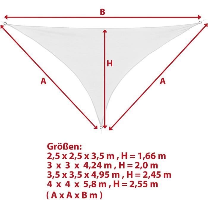 3m x 3m x 3m Voile D'ombrage Toile Triangulaire 3m x 3m x 3m Coco PE HD ...