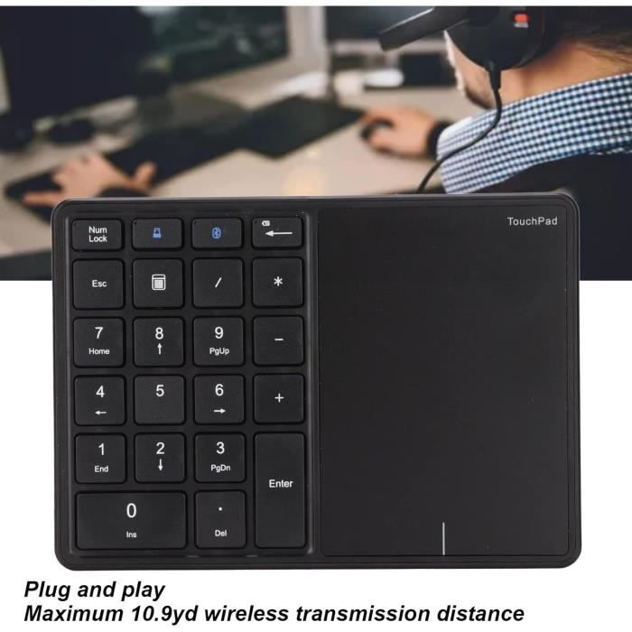 Pavé Numérique Avec Pavé Tactile, Bluetooth Et Sans Fil 2,4 G, Pavé ...