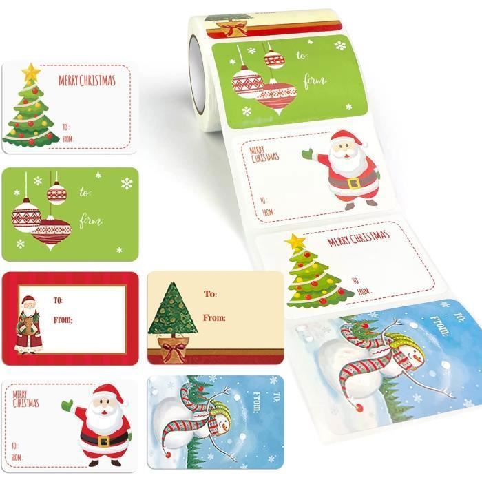 Etiquettes Autocollantes Noel, 250 Pièces Etiquette Cadeau Noel ...