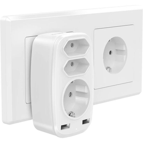 Prise usb multiple, 3 prises multiple murales (4000w) avec 2 chargeurs ...