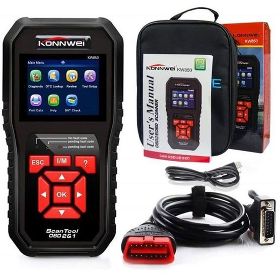 OUTIL DE DIAGNOSTIC KONNWEI KW850 Outil De Diagnostic Auto OBD2 Scanner Multilangue Noir ...