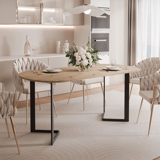 Table à Manger Extensible PADMIN - 4-6 personnes - Ovale - 120x80x76 cm ...