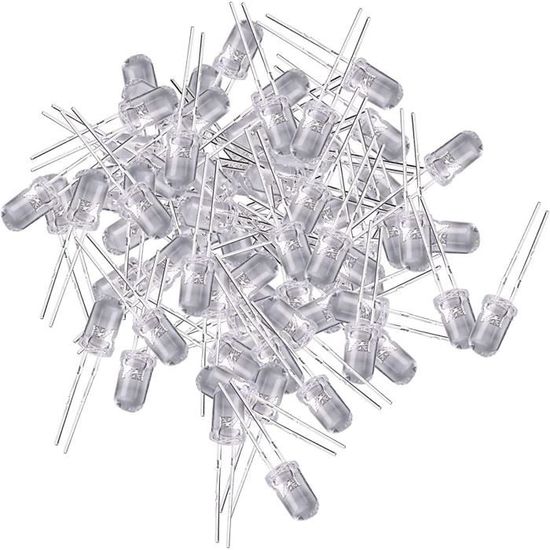 100 Pcs 5Mm Blanc Chaud Led Diode Dc 3V 20Ma Ampoule Lampes Composants ...