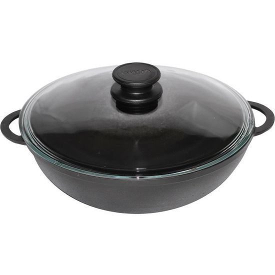 BIOL Poêle Wok en fonte pour une cuisson saine avec couvercle ...