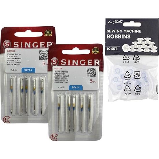 Ot De 10 Aiguilles Pour Machines À Coudre Singer 2045 Épaisseur 90-14 Pour Tissus Jersey ...