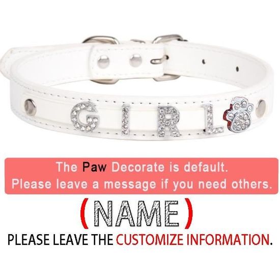 Rhinestone Personalized Name Dog Collar Letter Adjustable Cat Collars ...